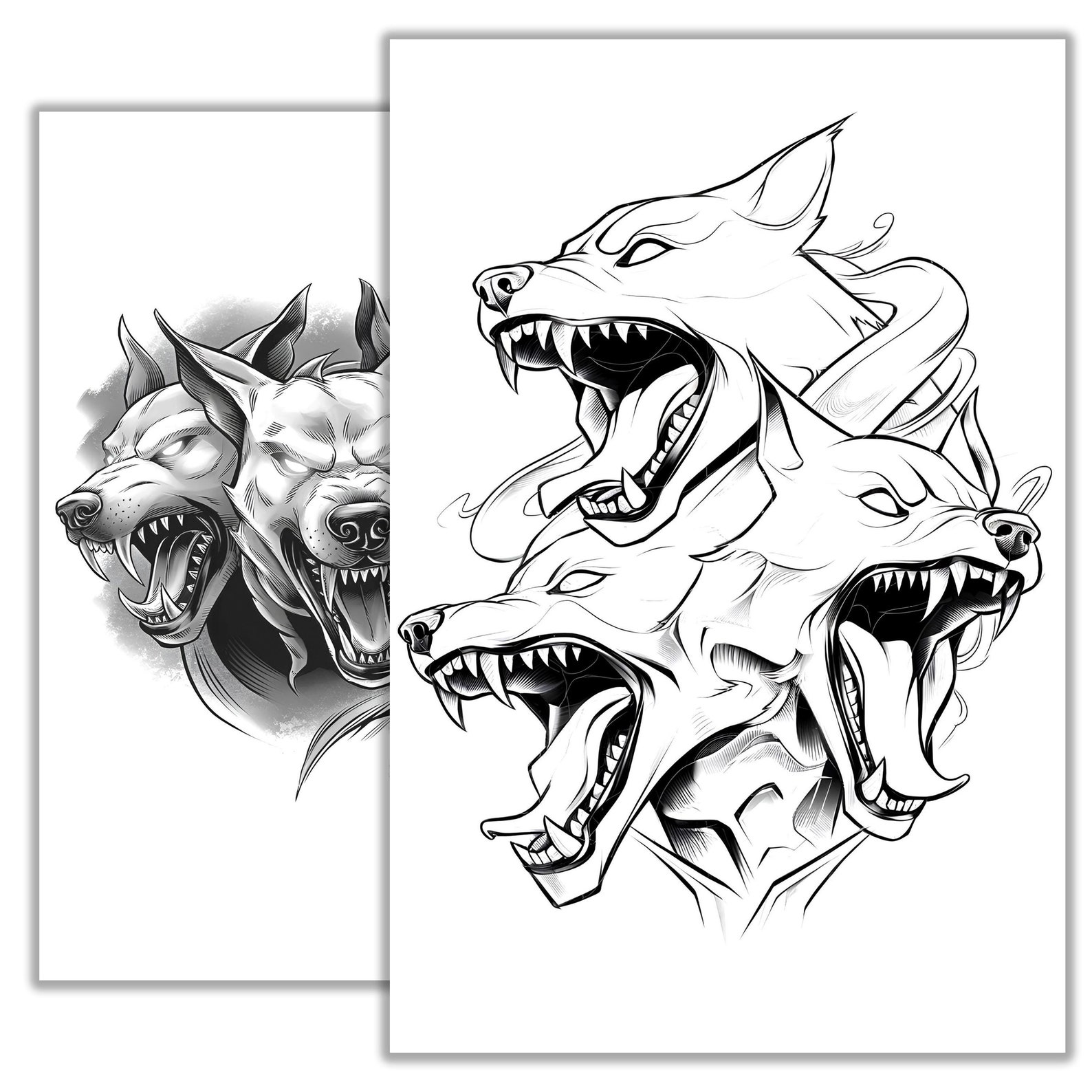 Cerberus Tattoo Sketch – Fierce and Mythical Three-headed Dog Ink ...