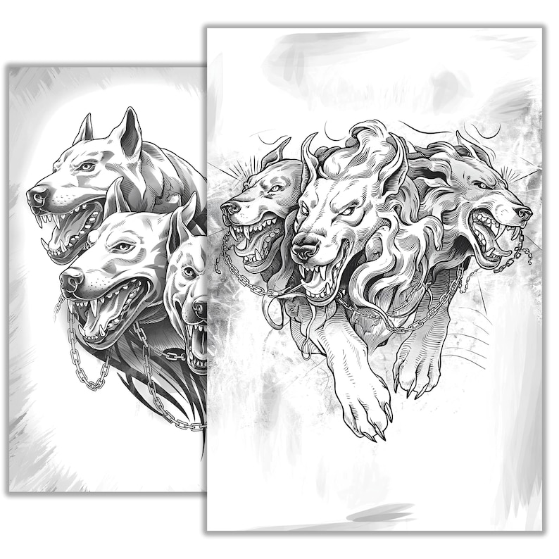 Cerberus Tattoo Sketch – Fierce and Mythical Three-headed Dog Ink ...