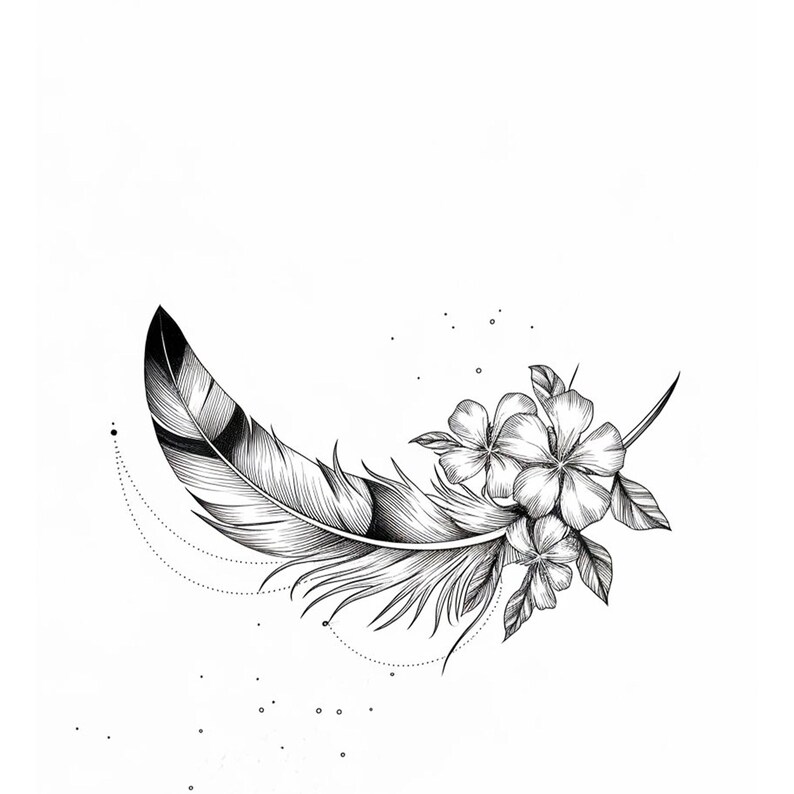 Feather Tattoo Sketch - Unique & Detailed Design for Ink Inspiration - Etsy