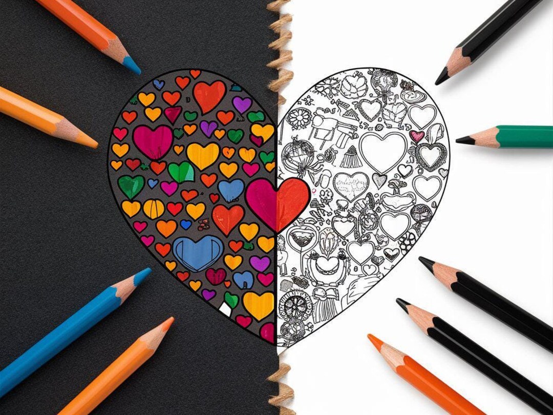 Heart Coloring Page Printable Heart Design for Relaxing and Creative ...