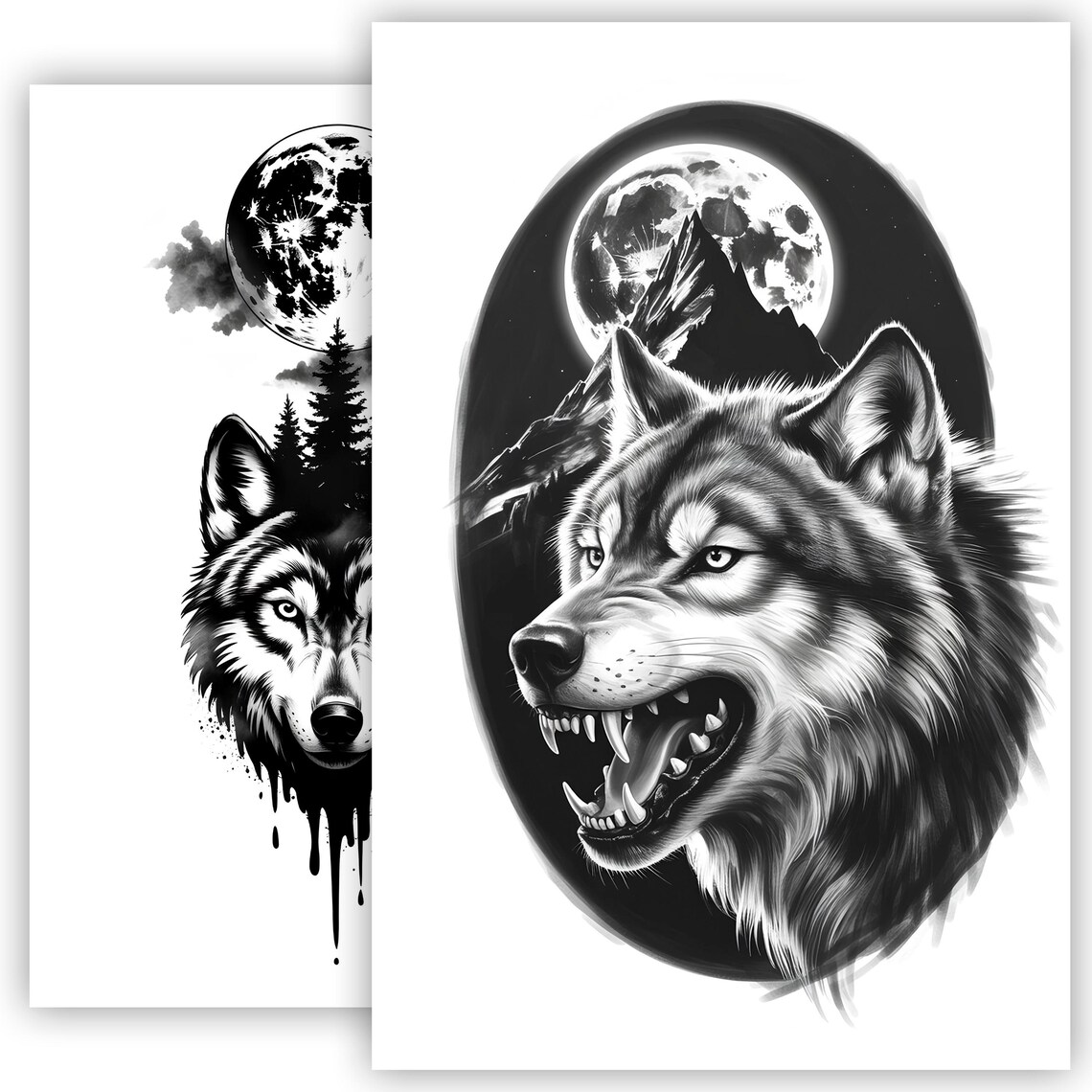 Wolf Tattoo Sketch 2 – Lone Wolf Fine Line Design, Nature & Wildlife ...