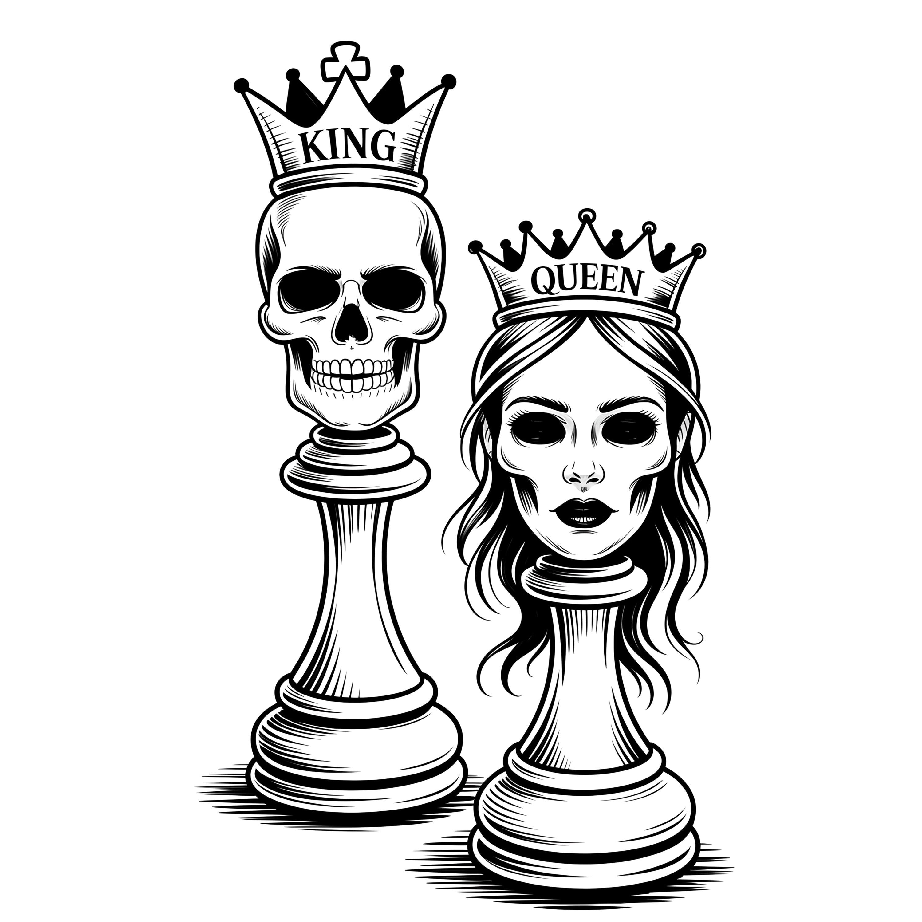 Gothic Chess Tattoo Sketch – Dark Art Linework, Chess Piece Flash ...