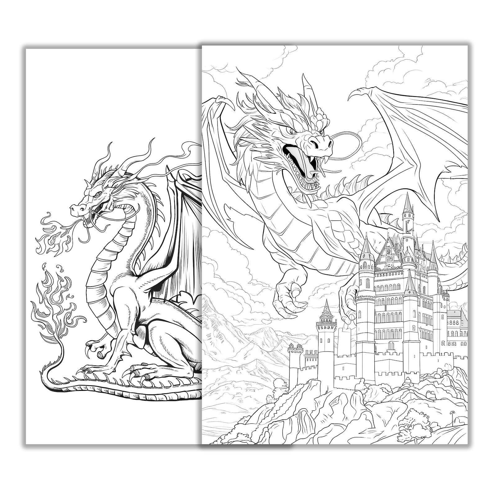 Dragon Coloring Page – Printable Fantasy Creature Art for Kids and ...