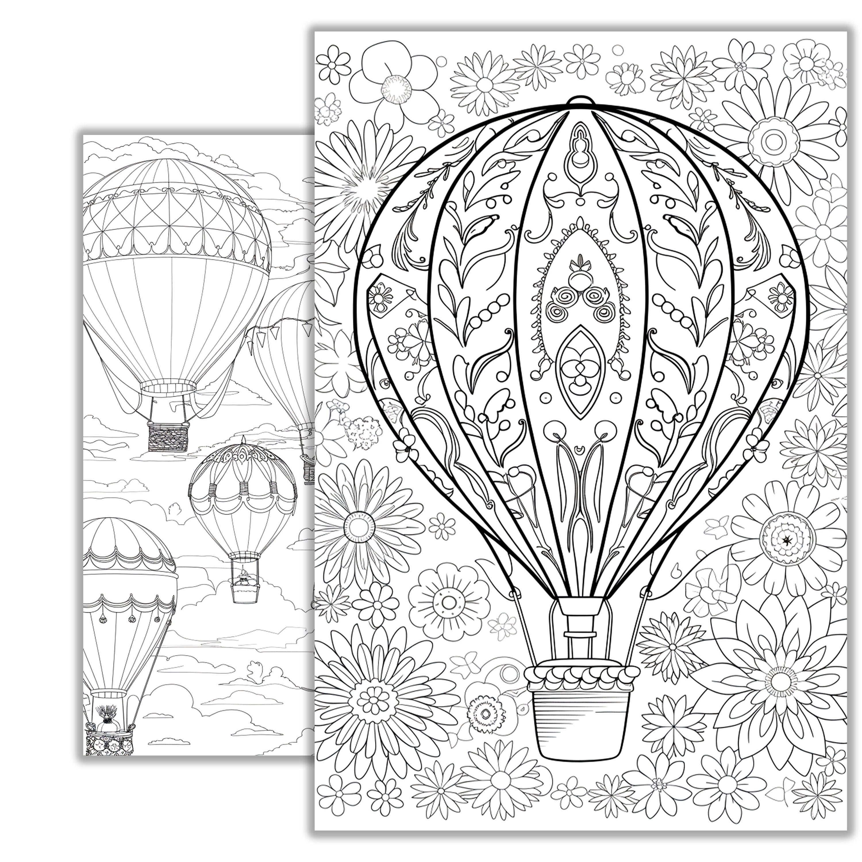 Hot Air Balloon Coloring Pages - Whimsical and Fun Designs for All Ages ...