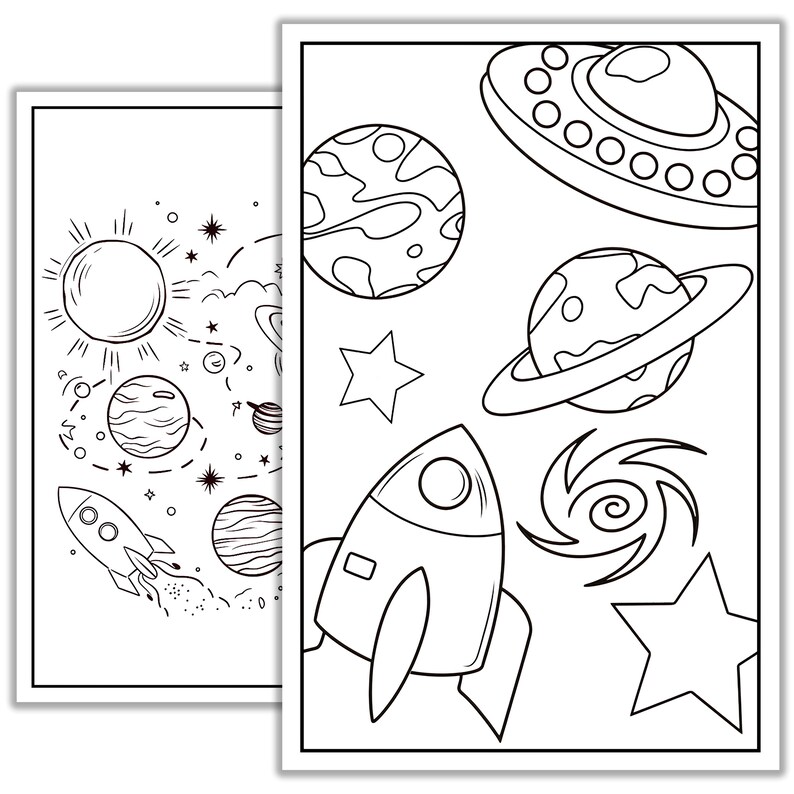 Cartoon Space Coloring Page – Printable Outer Space Astronaut and ...