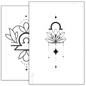 Libra Zodiac Tattoo Sketch | Scales Symbol Line Art | Astrological ...