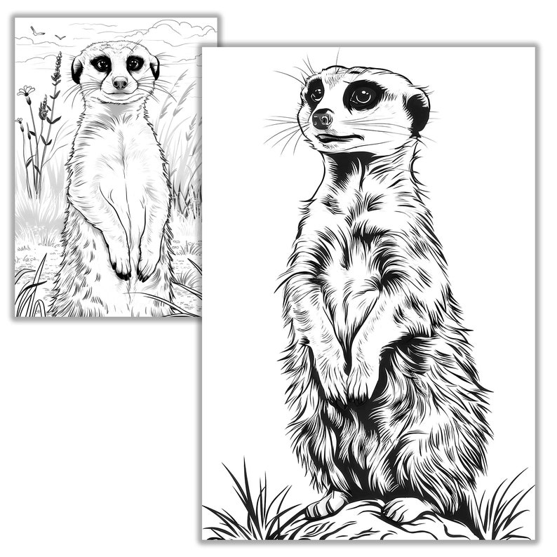 Meerkat Coloring Page | Printable Cute Animal Art for Kids & Adults - Etsy