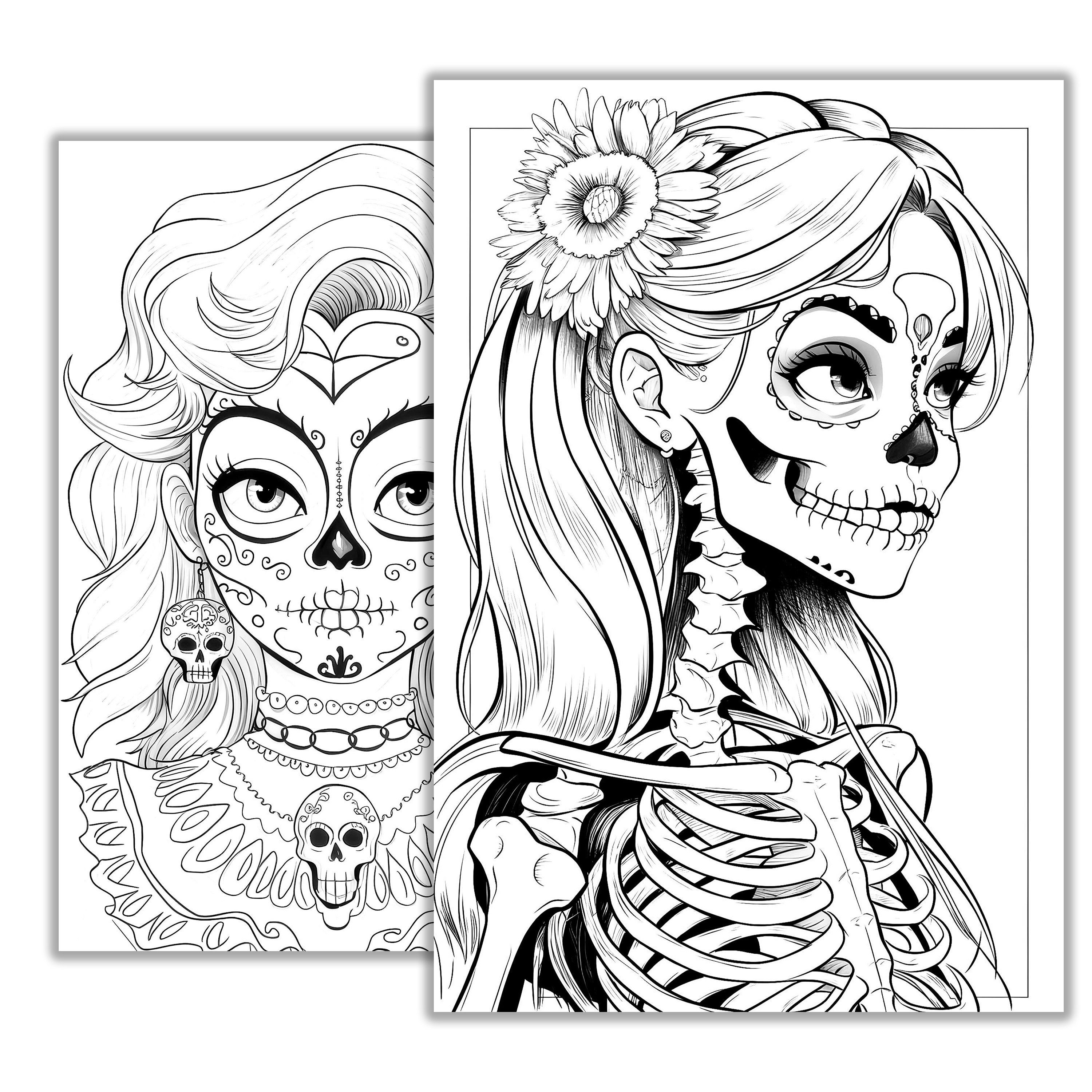 Creepy Girls Coloring Page – Printable Spooky and Gothic Art for Teens ...