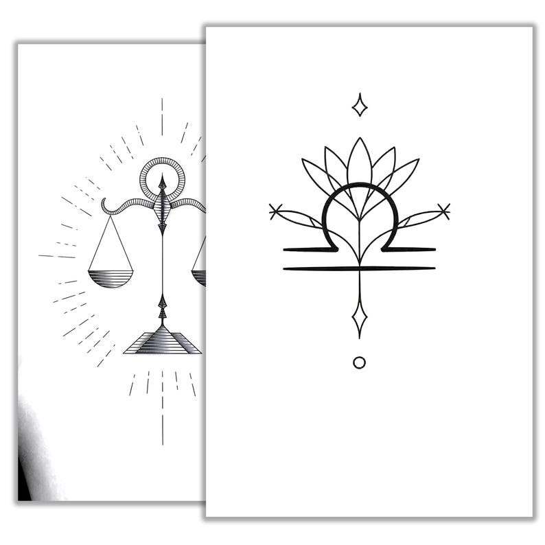 Libra Zodiac Sign Tattoo Sketch – Elegant Scale Design for Astrology ...