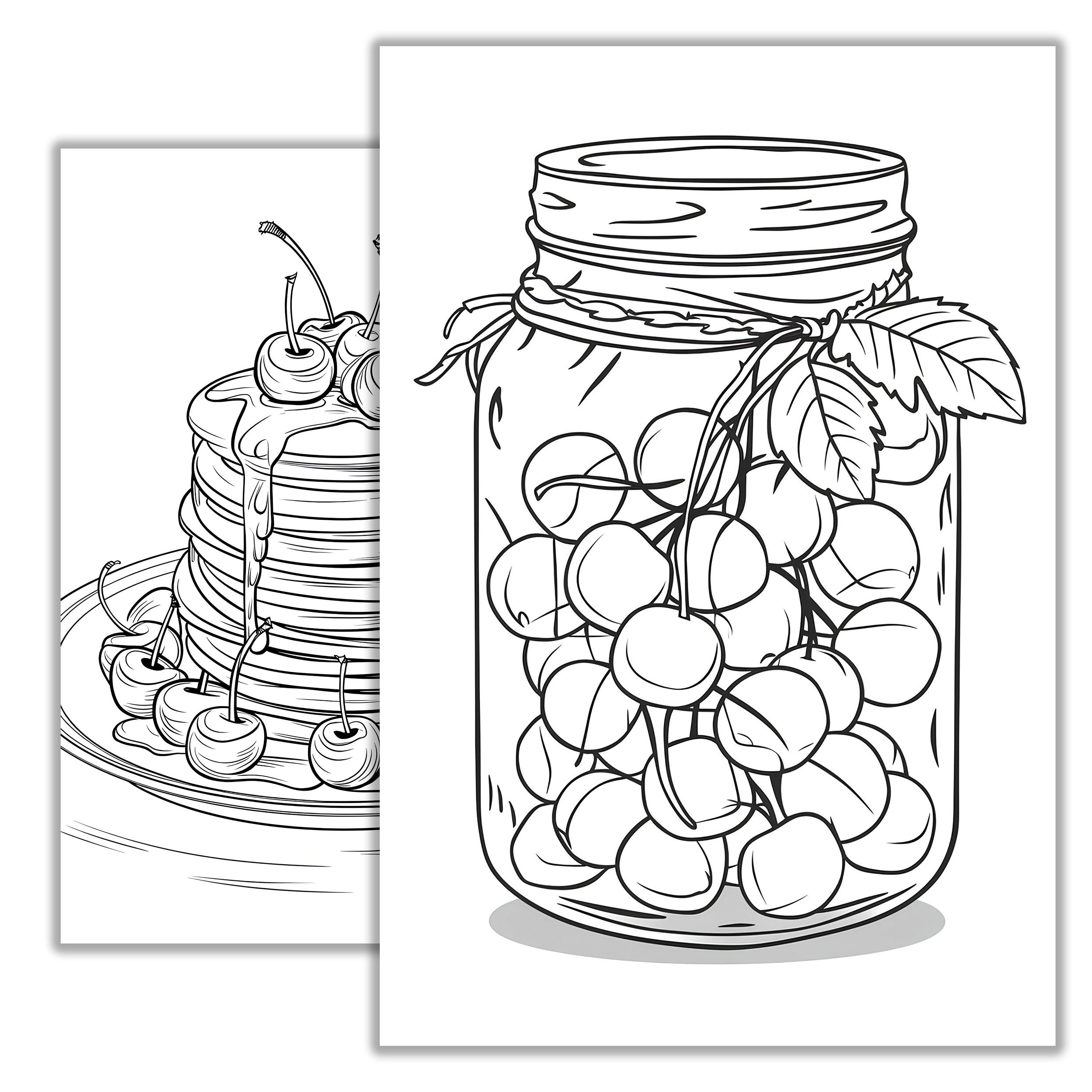 Cherry Coloring Pages – Printable Fruit Coloring Sheets, Kids & Adults ...
