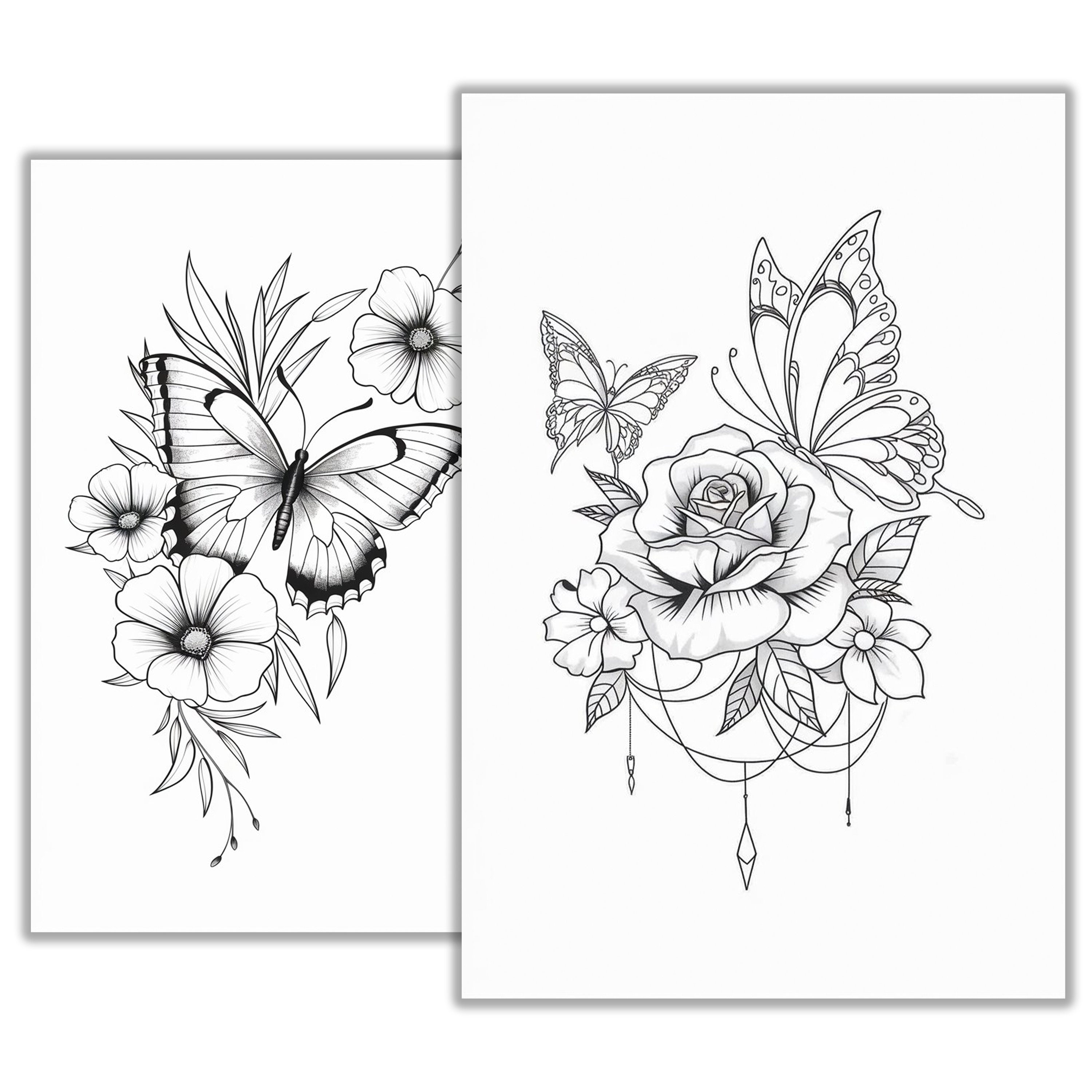 Butterfly Tattoo Sketch – Delicate Insect Line Art Design, Nature ...