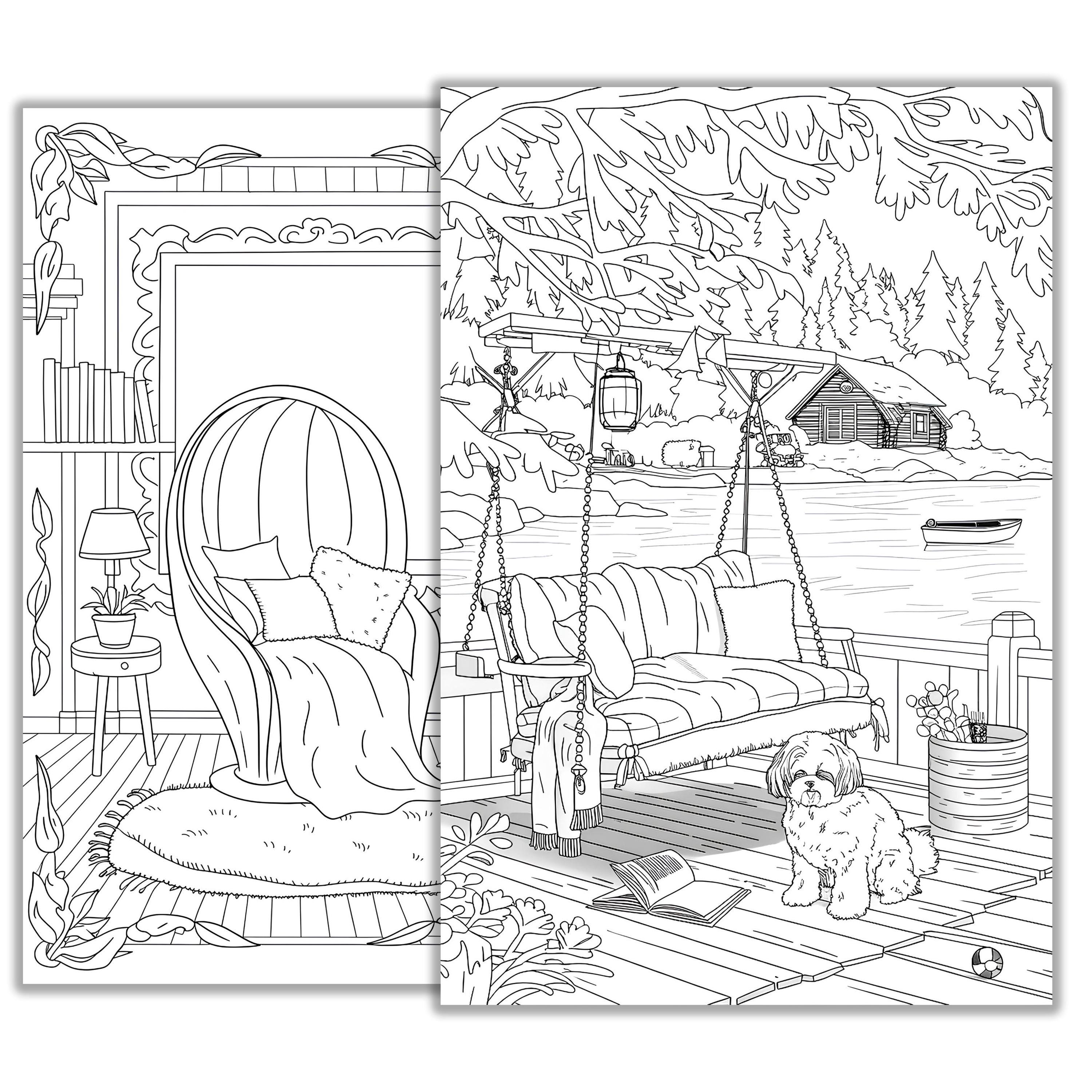 Cozy Place Coloring Page | Printable Relaxation Art for Kids & Adults ...
