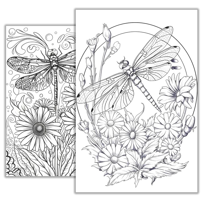 Dragonfly Coloring Page - Intricate and Detailed Nature-inspired ...