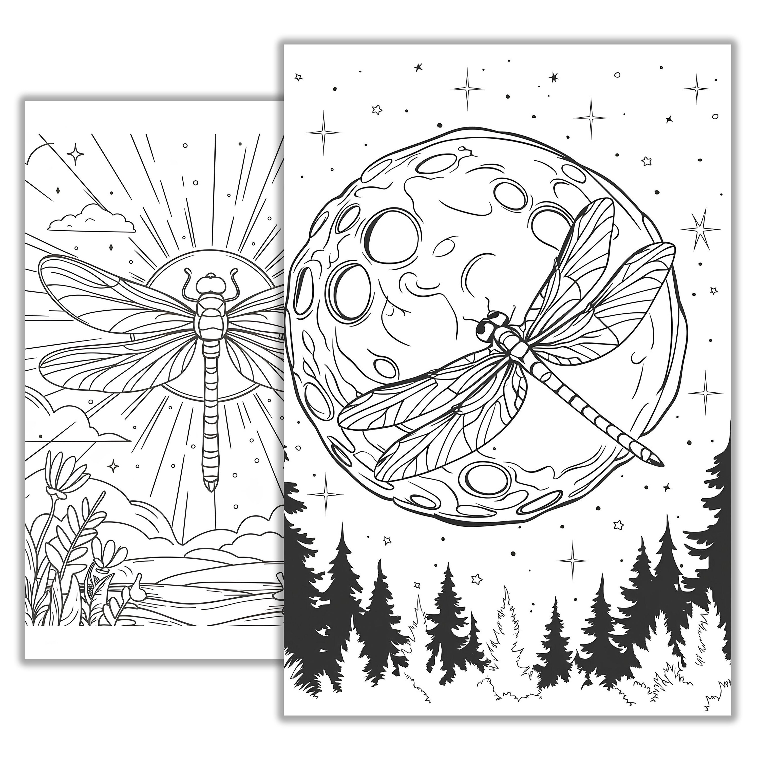 Dragonfly Coloring Page - Intricate and Detailed Nature-inspired ...
