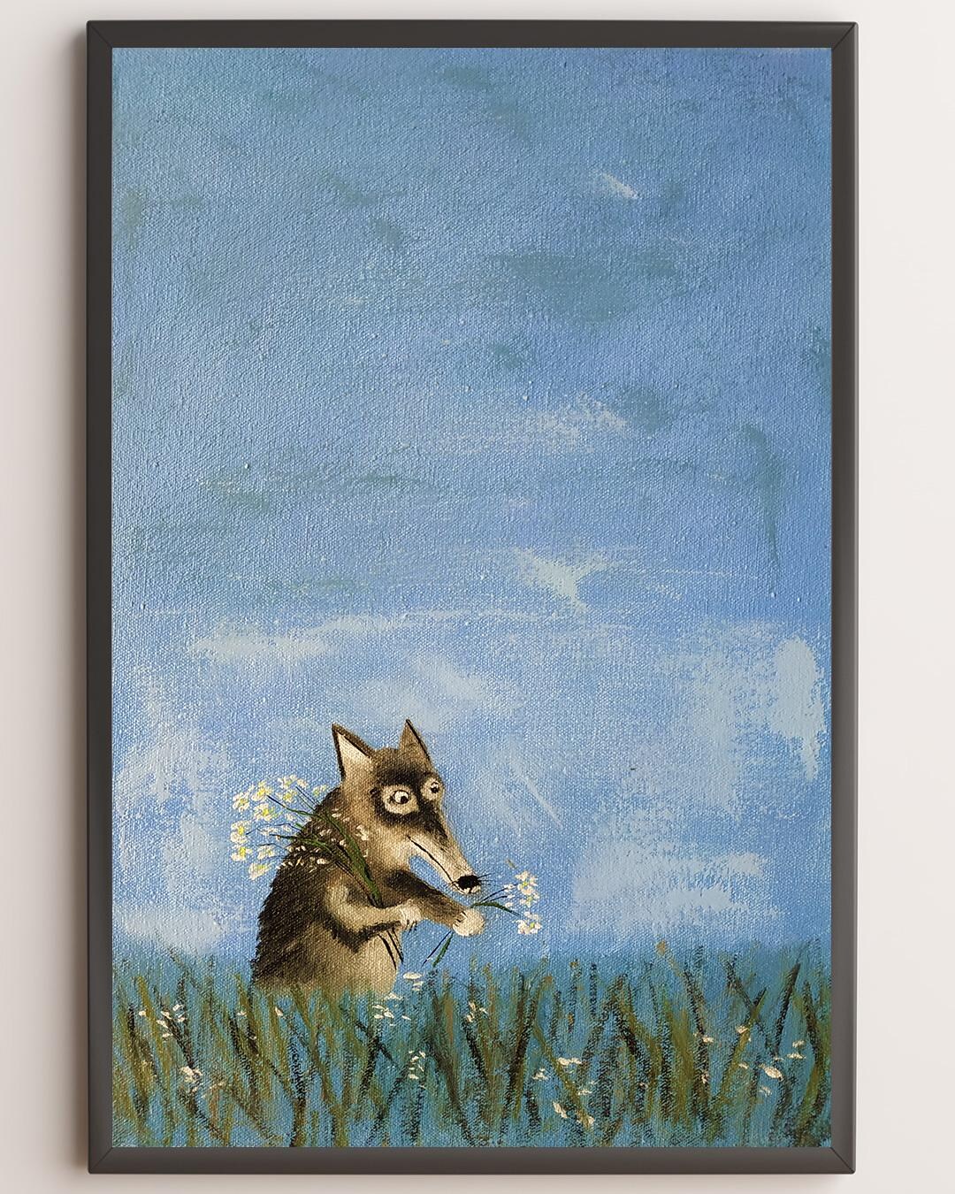 Good Wolf Oil Painting – Majestic Wildlife Wall Art, Forest Animal ...