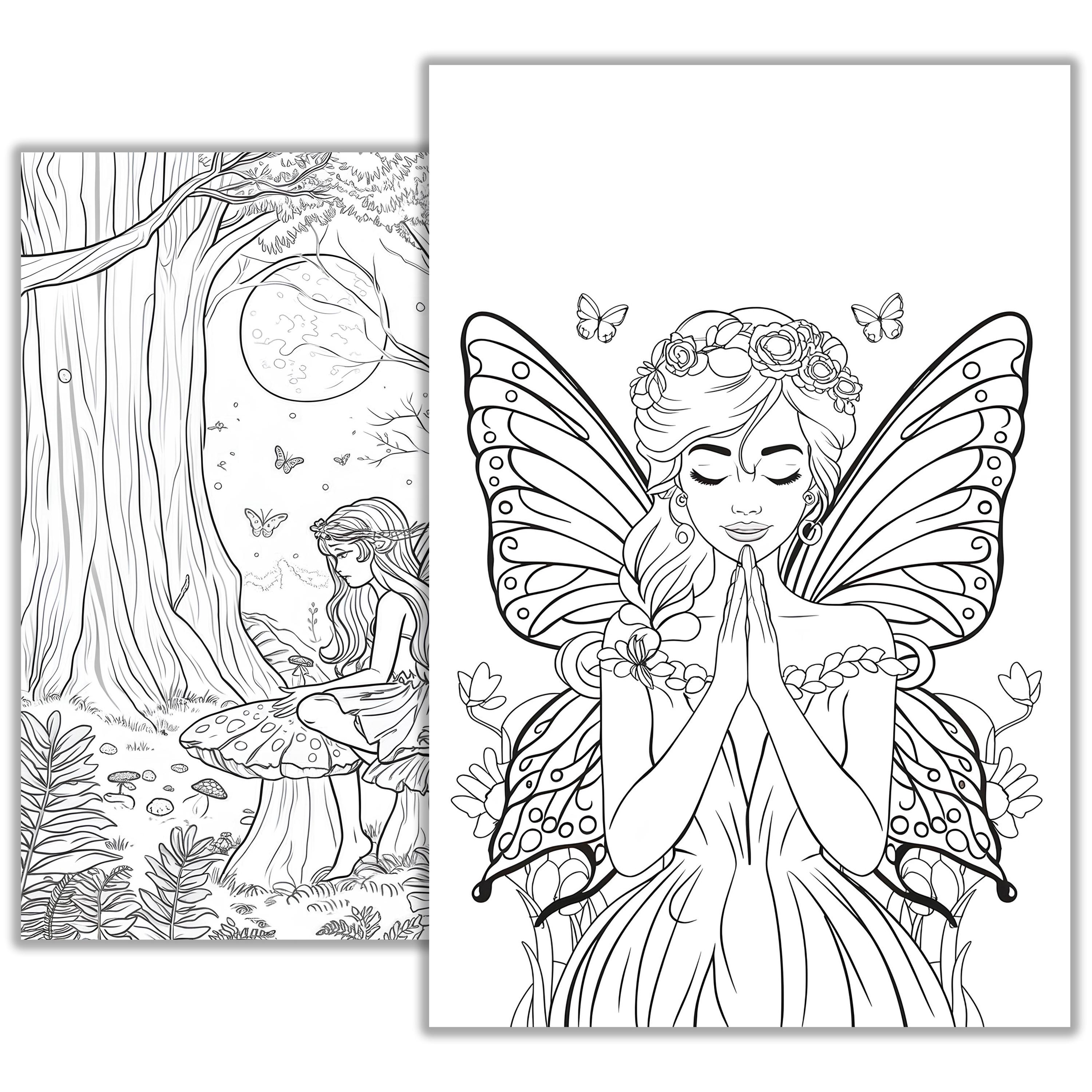 Fairy Coloring Page – Magical Printable Coloring Sheet for Kids ...