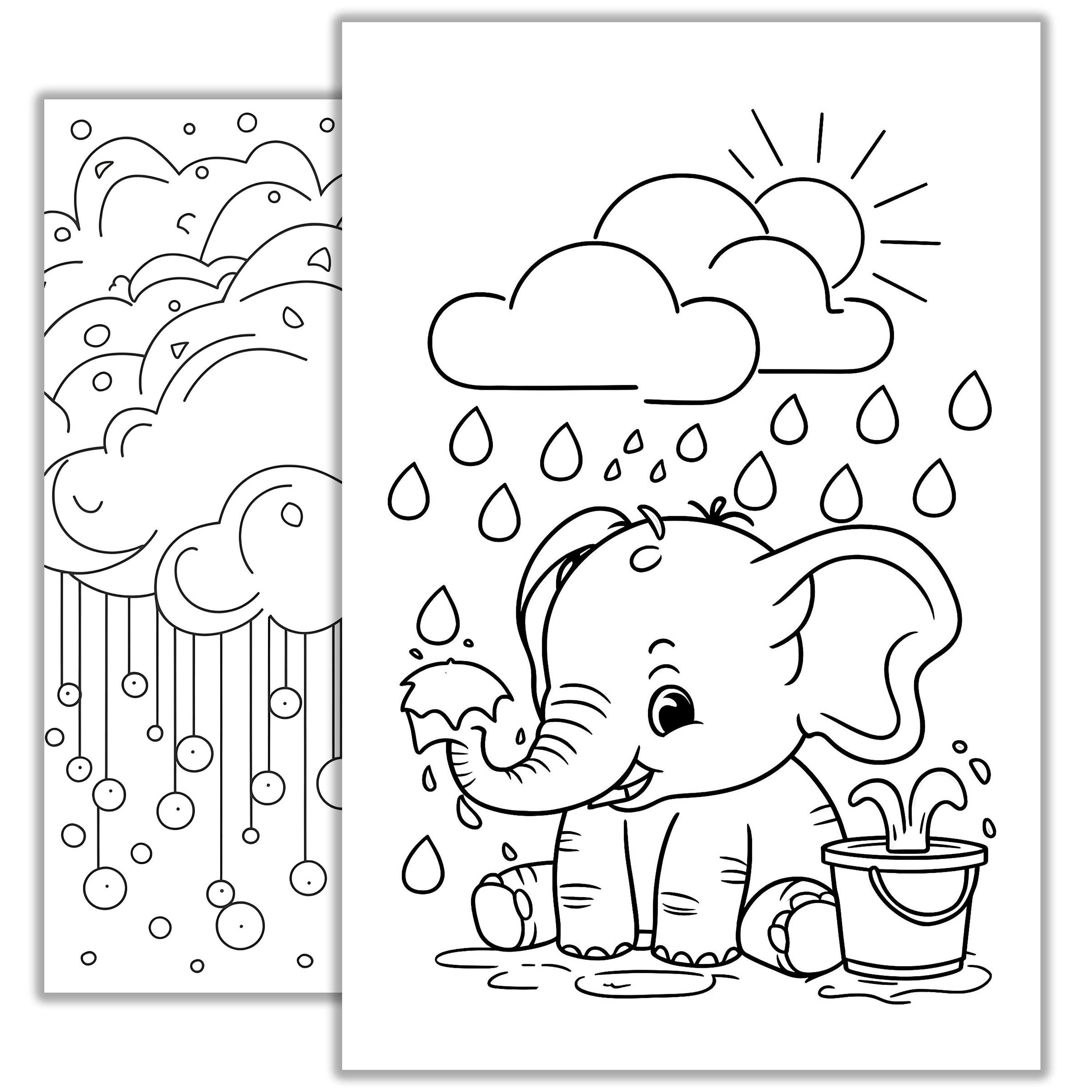 Rain Coloring Page Printable Weather-themed Art for Kids & Adults - Etsy