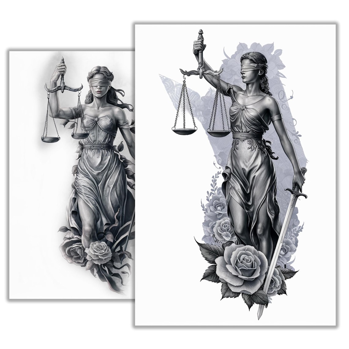 Themis Justice Tattoo Sketch - Goddess of Justice Line Art Design ...