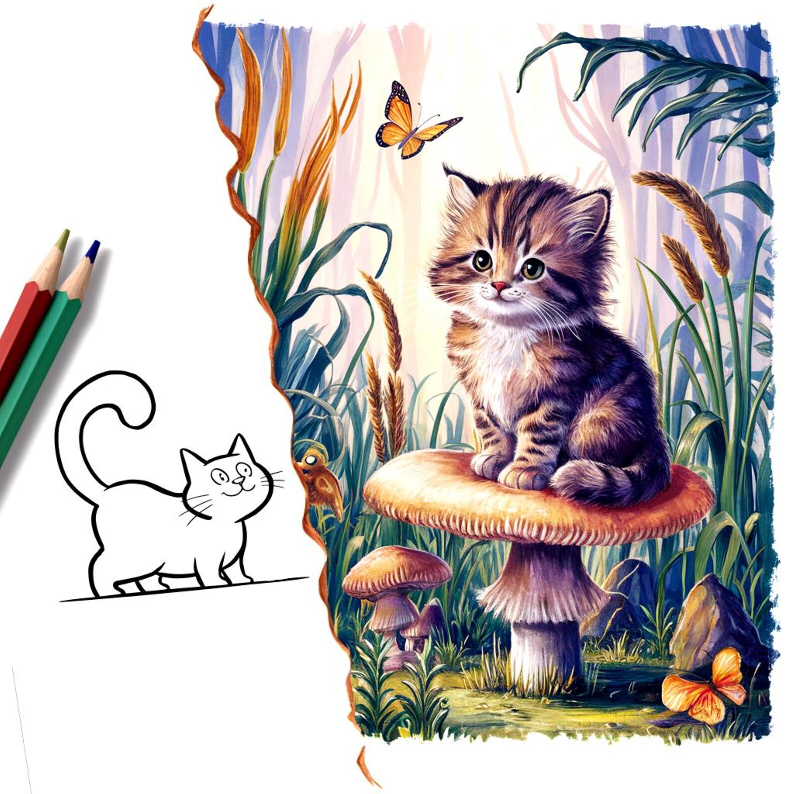 Kitten Coloring Page | Adorable Printable Cat Art for Kids & Adults ...