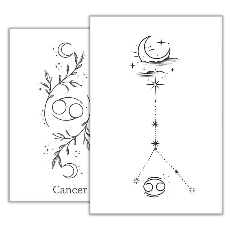 Cancer Zodiac Sign Tattoo Sketch | Astrological Tattoo Design | Cancer ...