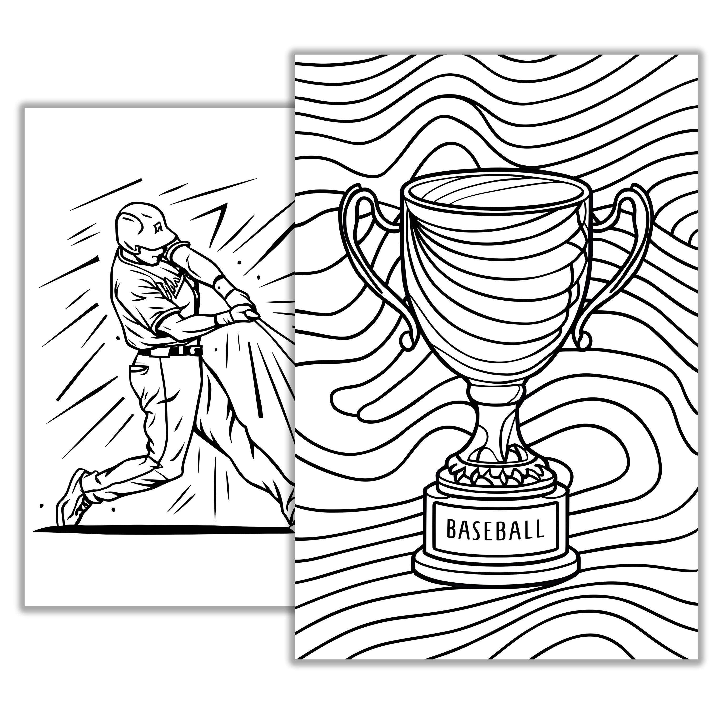 Baseball Coloring Pages for Kids and Adults - Printable Sports Activity ...