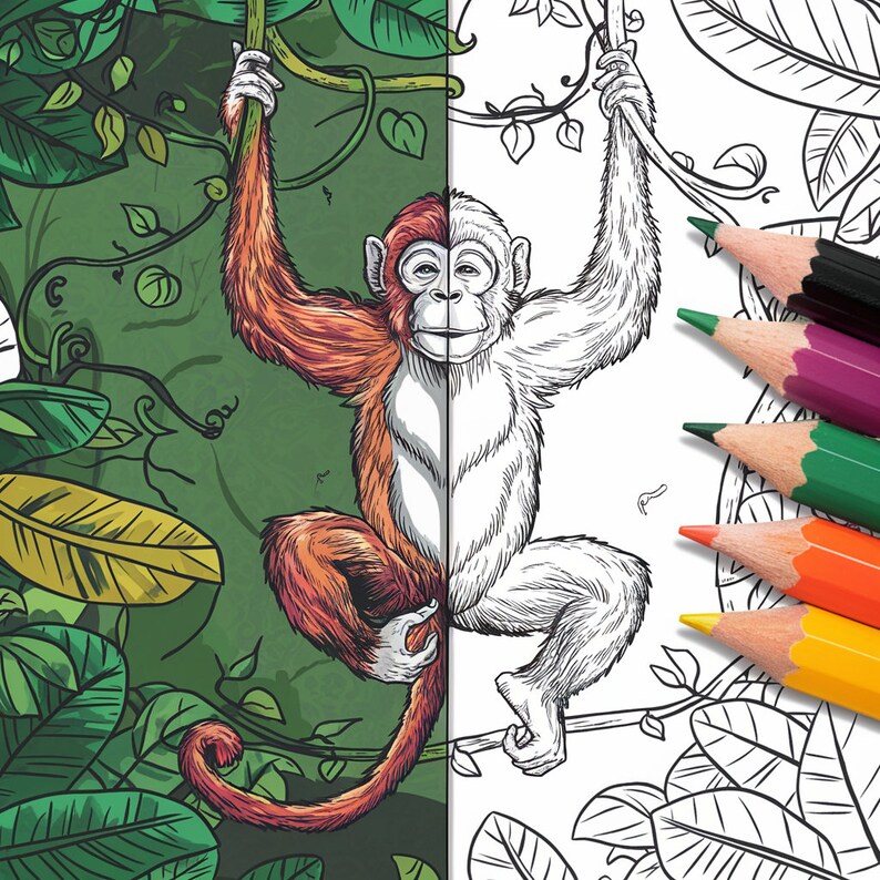 Monkey Coloring Page. Coloring Pages for Adults. Coloring Pages for ...