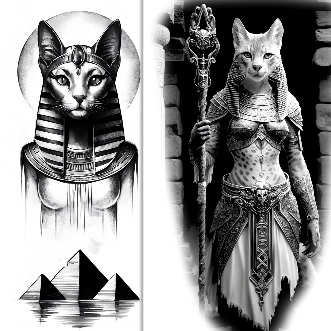 Bastet. Cat Goddess Bastet. Bastet Tattoo Sketch - Egyptian Goddess ...