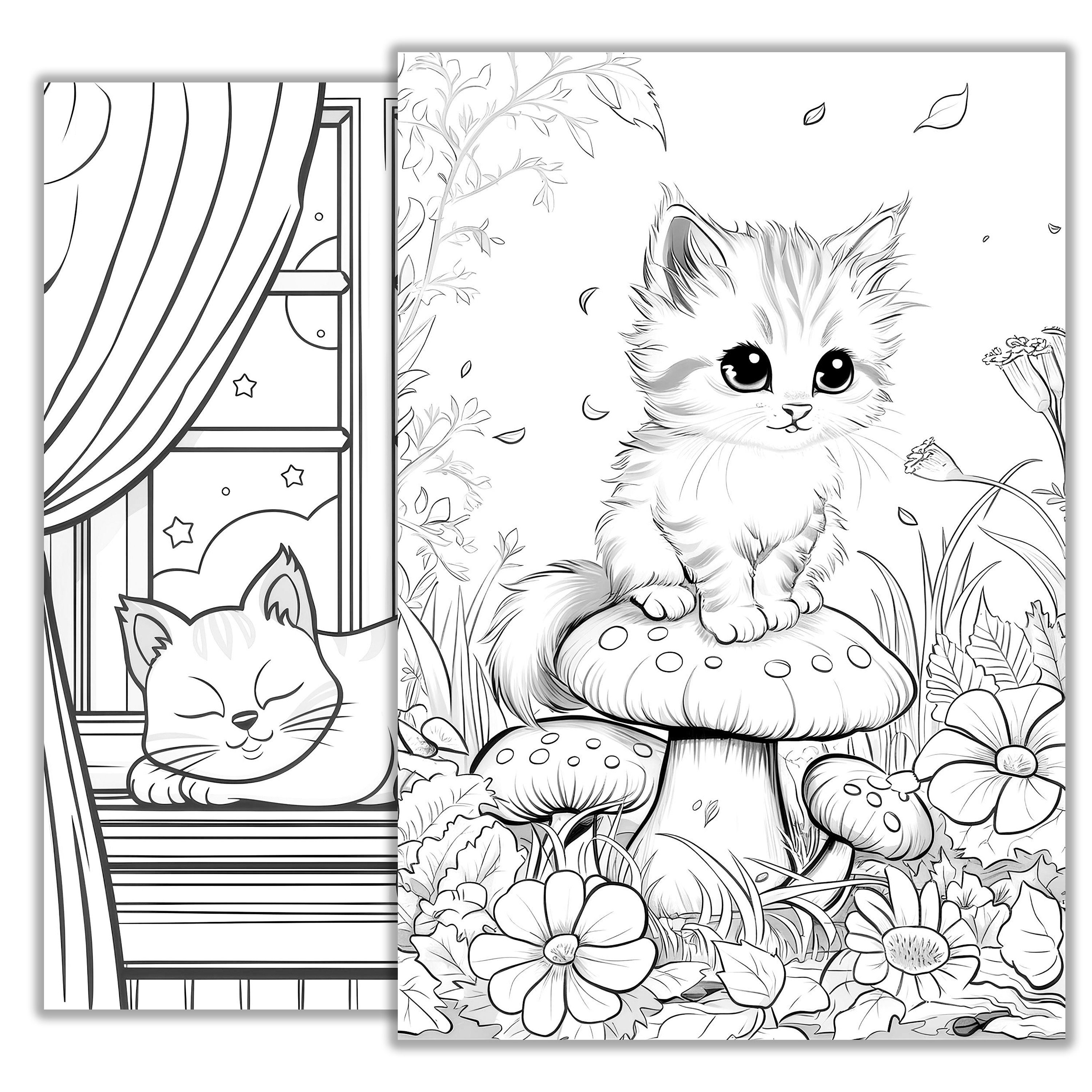 Kitten Coloring Page | Adorable Printable Cat Art for Kids & Adults ...
