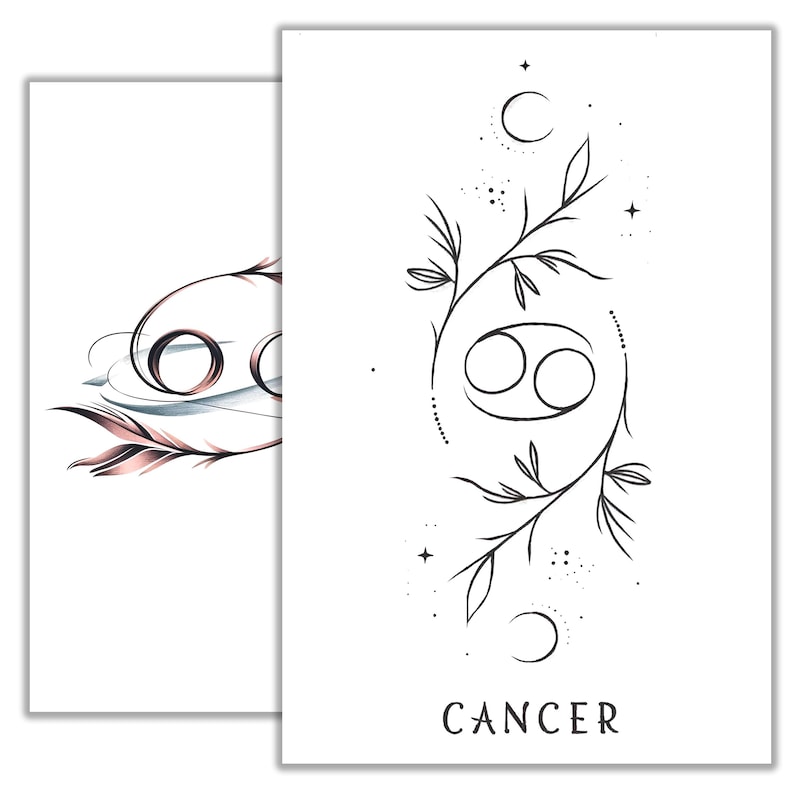 Cancer Zodiac Sign Tattoo Sketch – Elegant Crab Design for Astrology ...