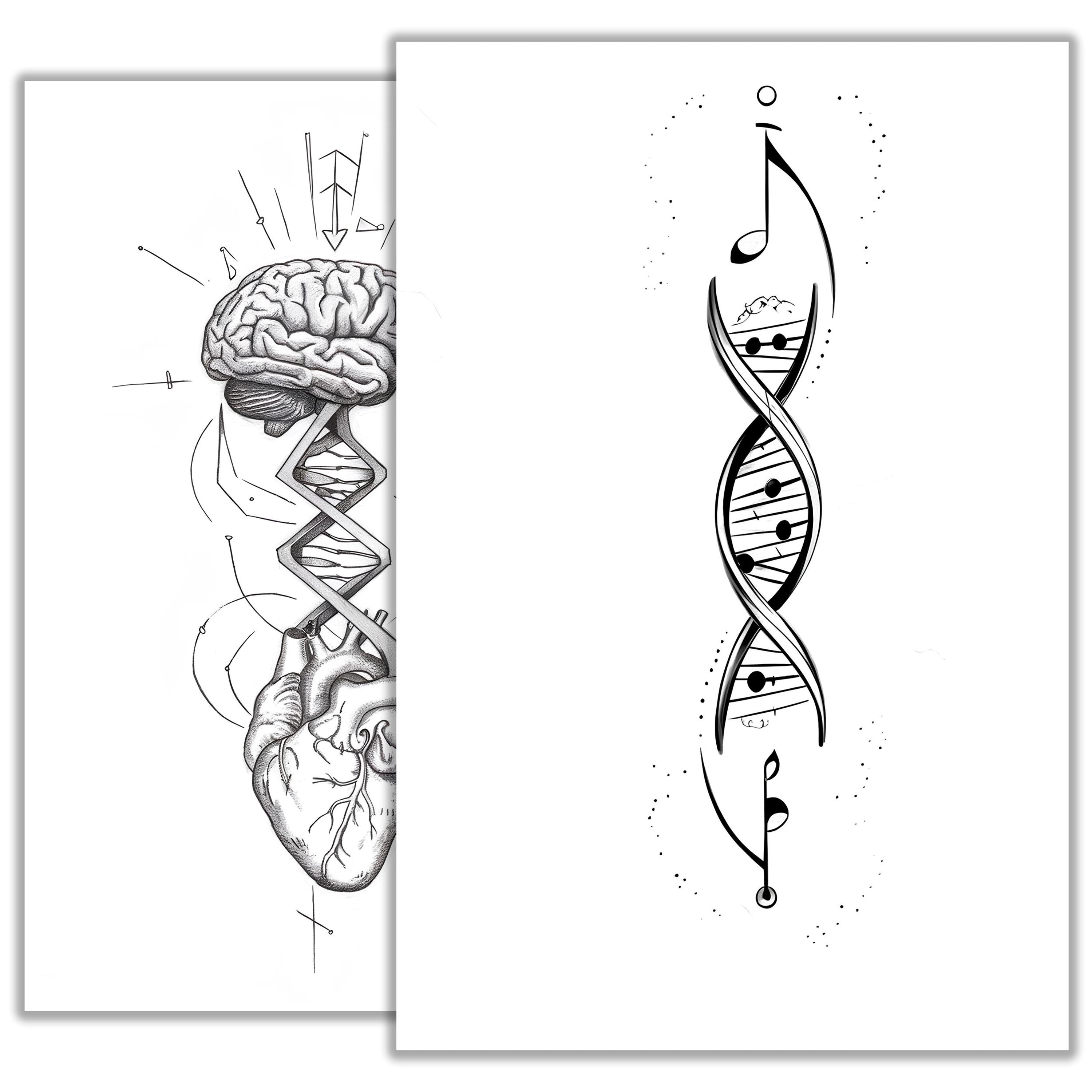 DNA Tattoo Sketch – Unique Science-inspired Line Art Design ...