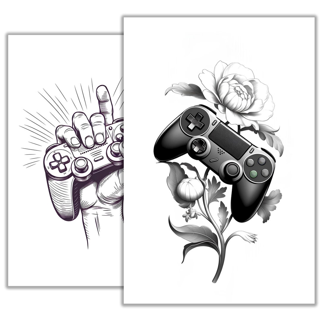 Gamepad Tattoo Sketch | Unique and Creative Gaming Controller Design ...