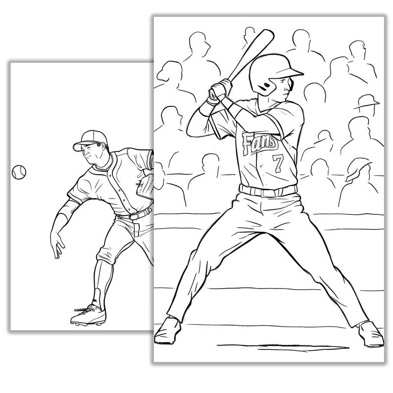 Baseball Coloring Page for Kids and Adults | Printable Baseball Art for ...