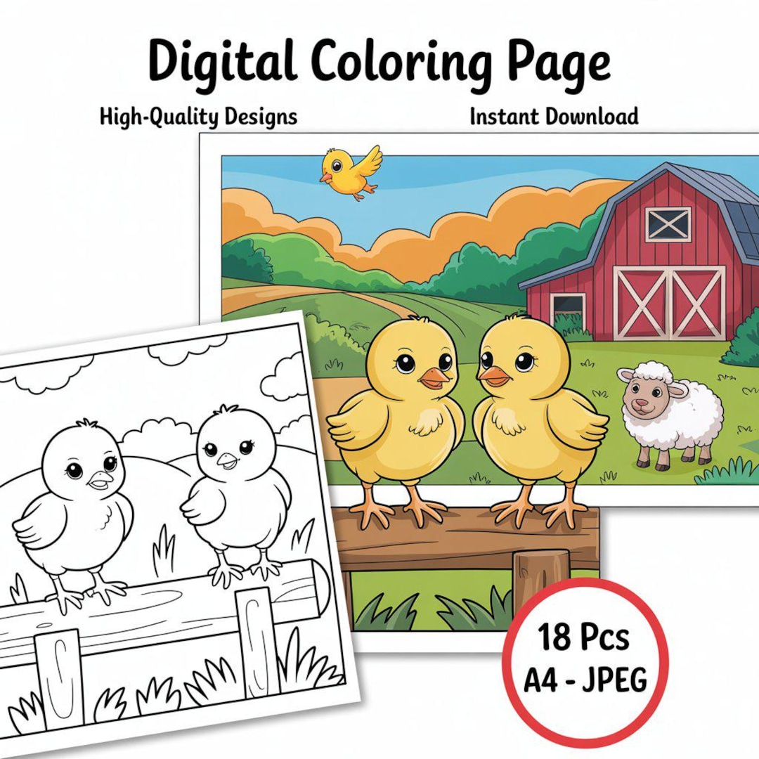 Farm Coloring Page – Printable Countryside Coloring Sheet for Kids and ...