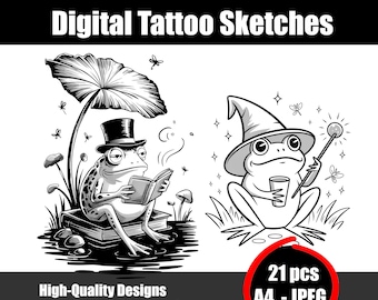 Frog Tattoo Sketch 2| Minimalist Fine Line Frog Design | Amphibian Line ...