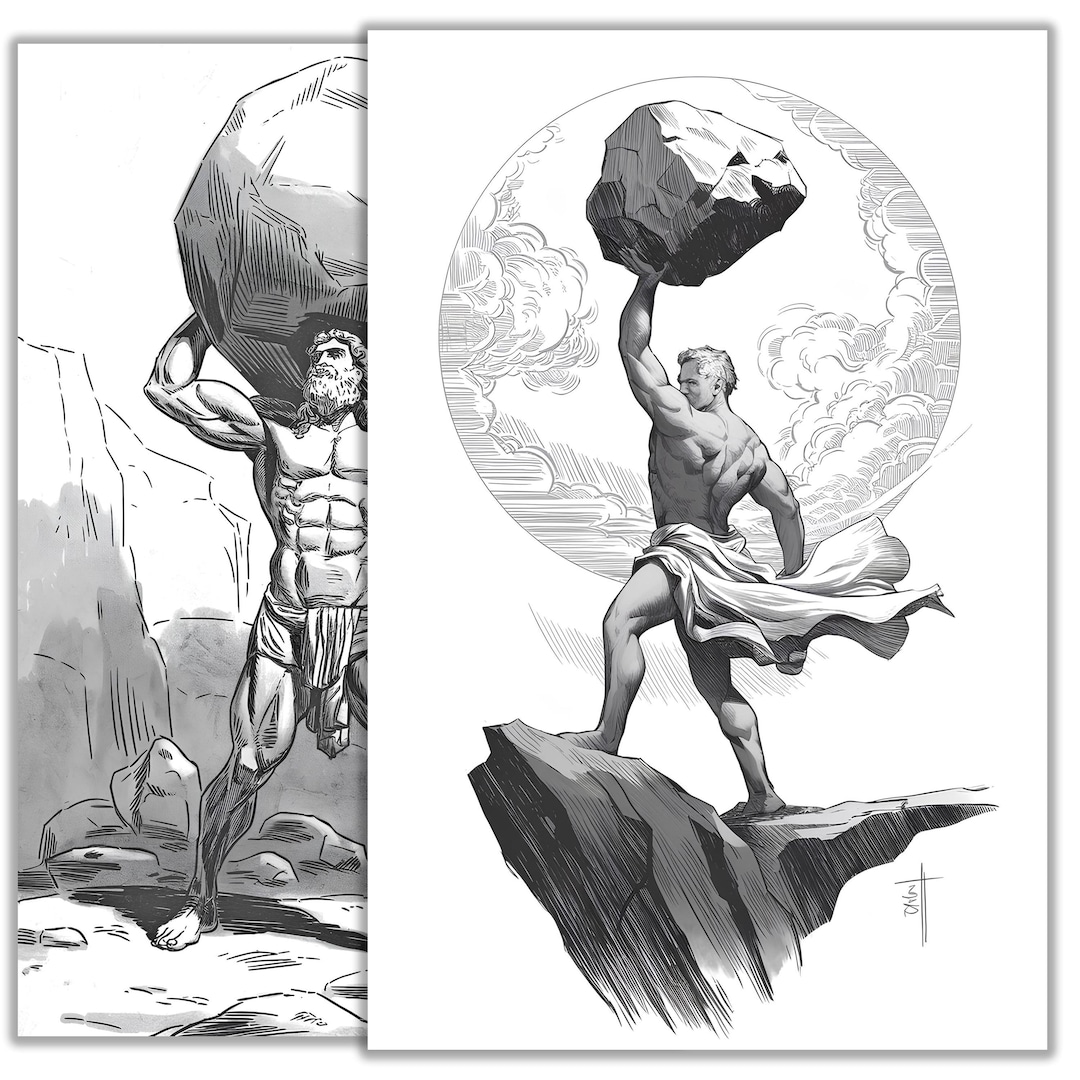 Sisyphus Tattoo Sketch - Mythological and Symbolic Design - Etsy