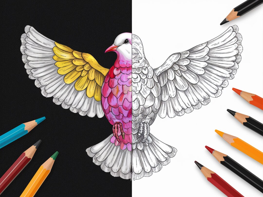 Dove Coloring Page Printable Peaceful Art for Kids & Adults - Etsy