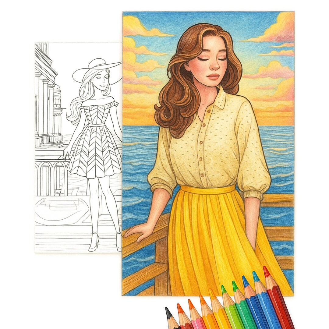Fashion Scapes Coloring Page – Stylish Printable Art for Adults ...