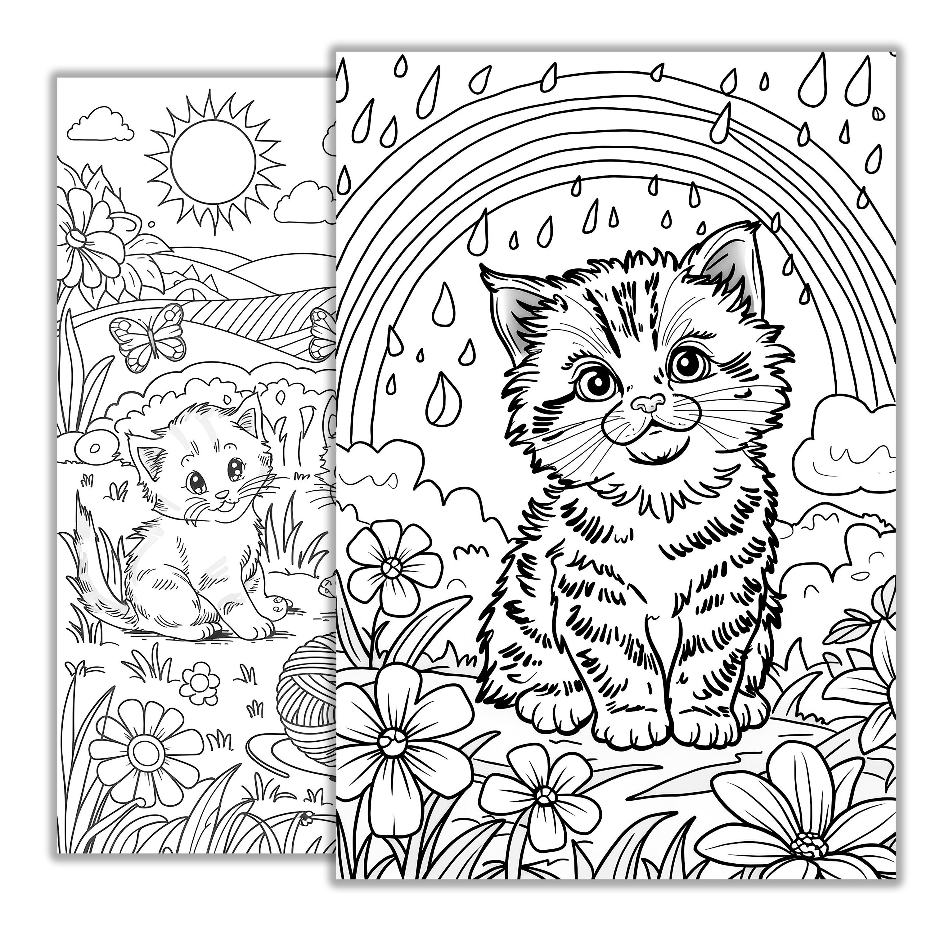Kitten Coloring Page | Adorable Printable Cat Art for Kids & Adults ...
