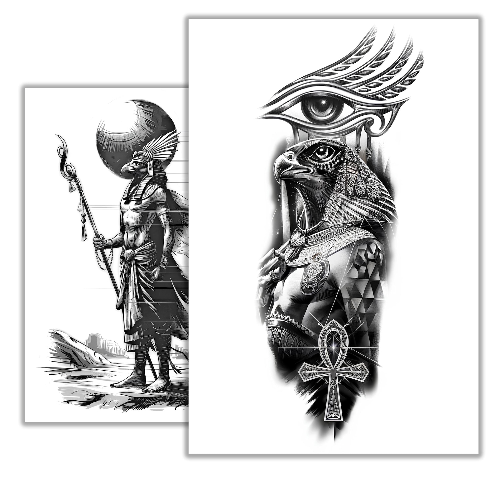 Ra Tattoo Sketch – Egyptian Sun God Line Art Design – Printable ...