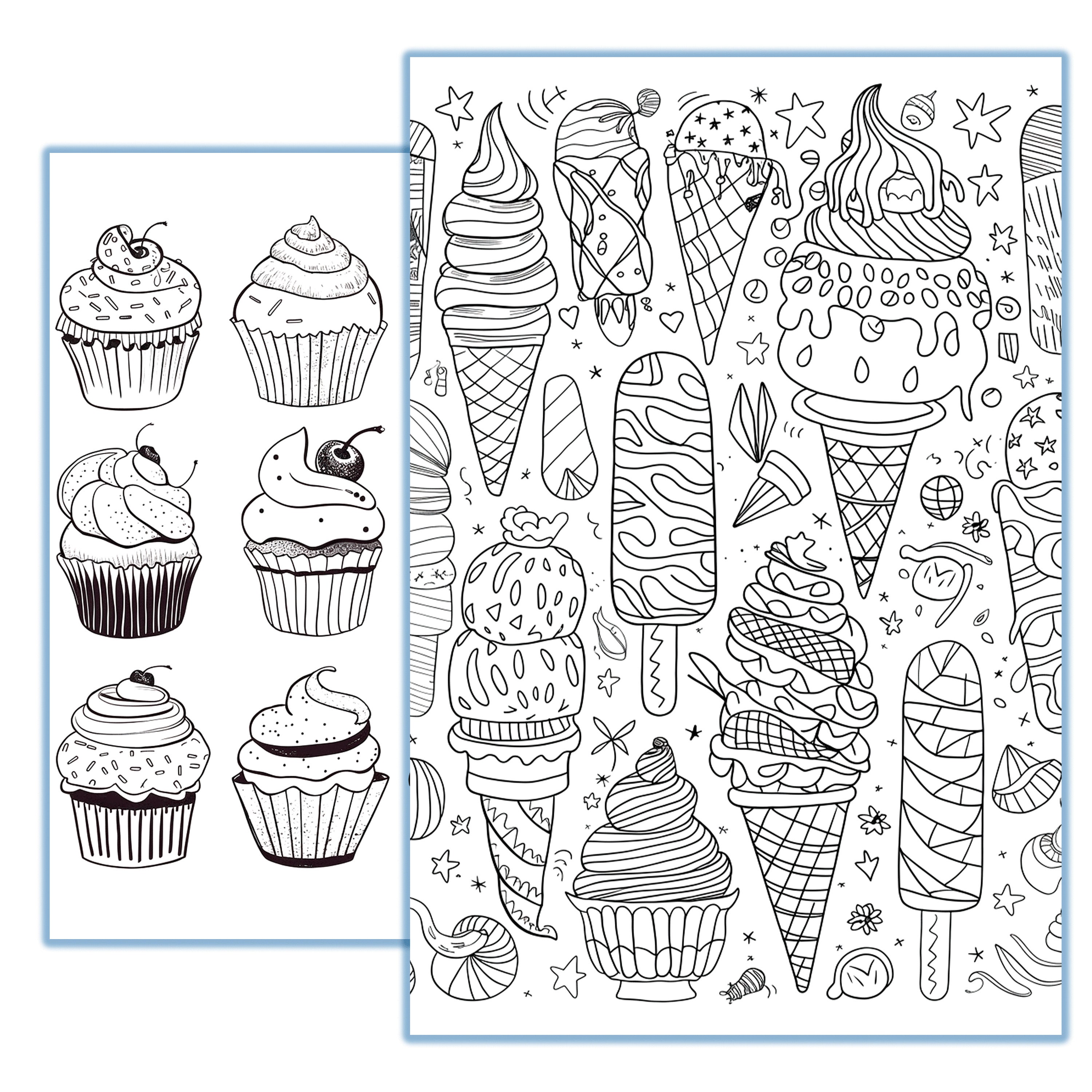 Sweets Coloring Page – Printable Candy and Dessert Coloring Sheet for ...
