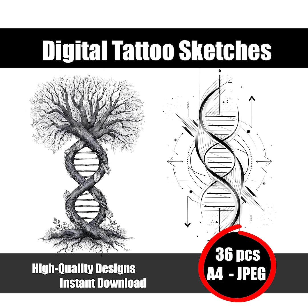 DNA Tattoo Sketch – Unique Science-inspired Line Art Design ...