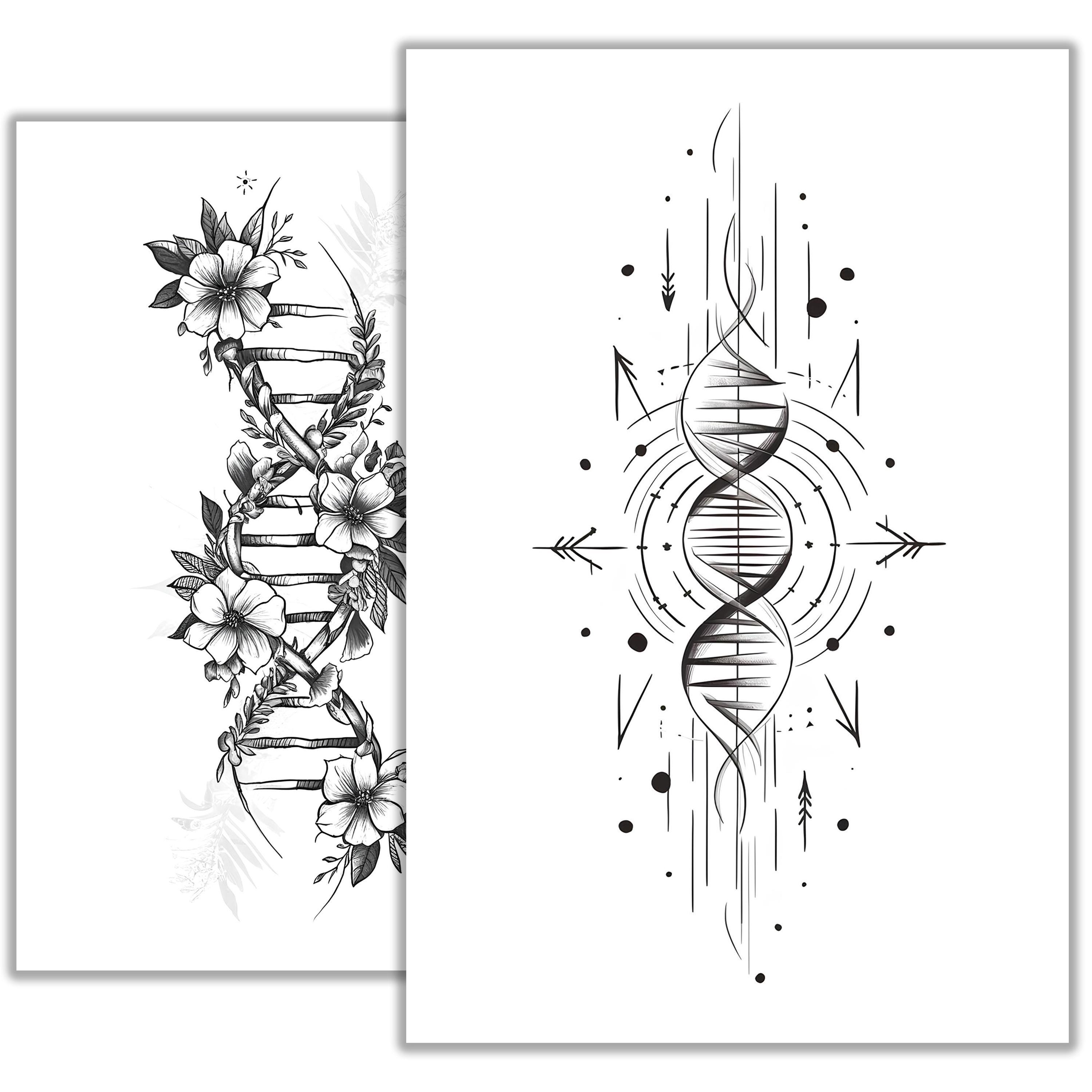 DNA Tattoo Sketch – Unique Science-inspired Line Art Design ...