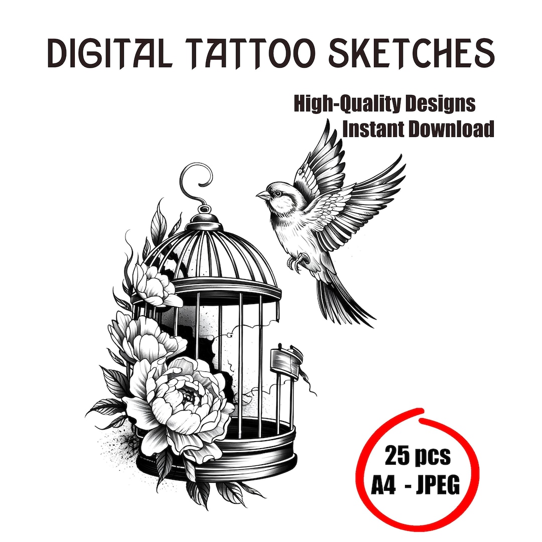 Open bird cage tattoo - Bronctattooaus.com