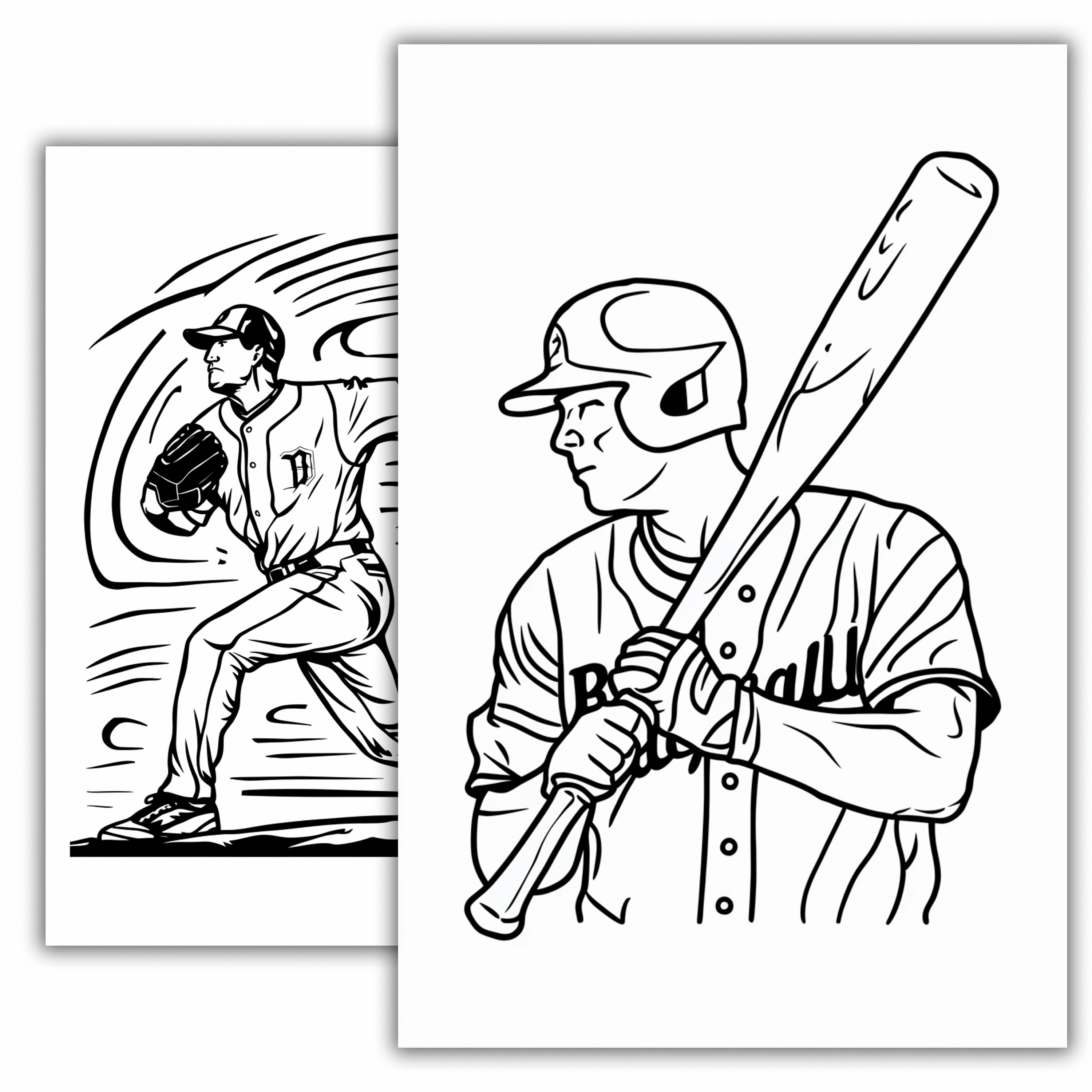Baseball Coloring Pages for Kids and Adults - Printable Sports Activity ...