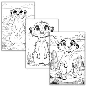 Meerkat Coloring Page | Printable Cute Animal Art for Kids & Adults - Etsy