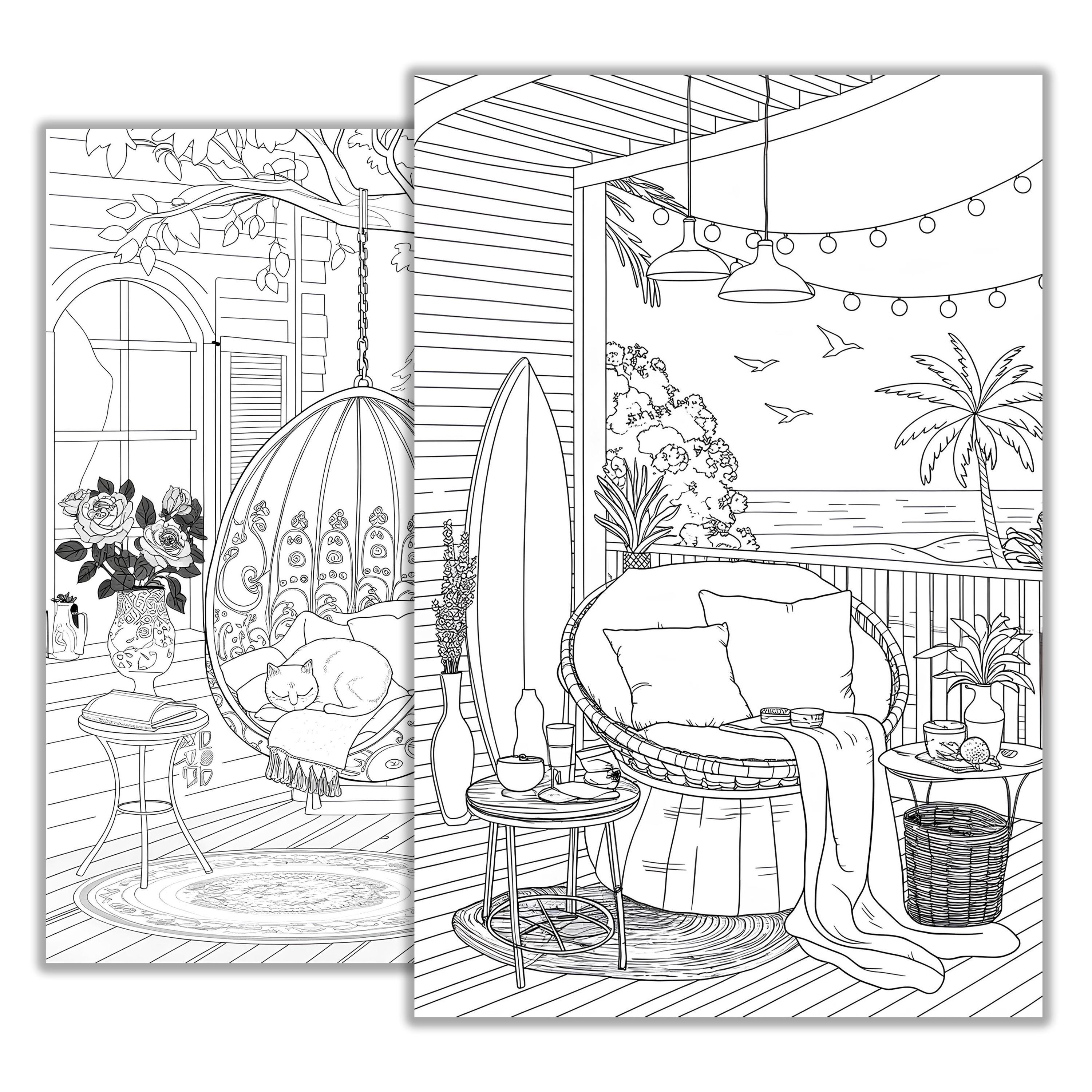 Cozy Place Coloring Page | Printable Relaxation Art for Kids & Adults ...