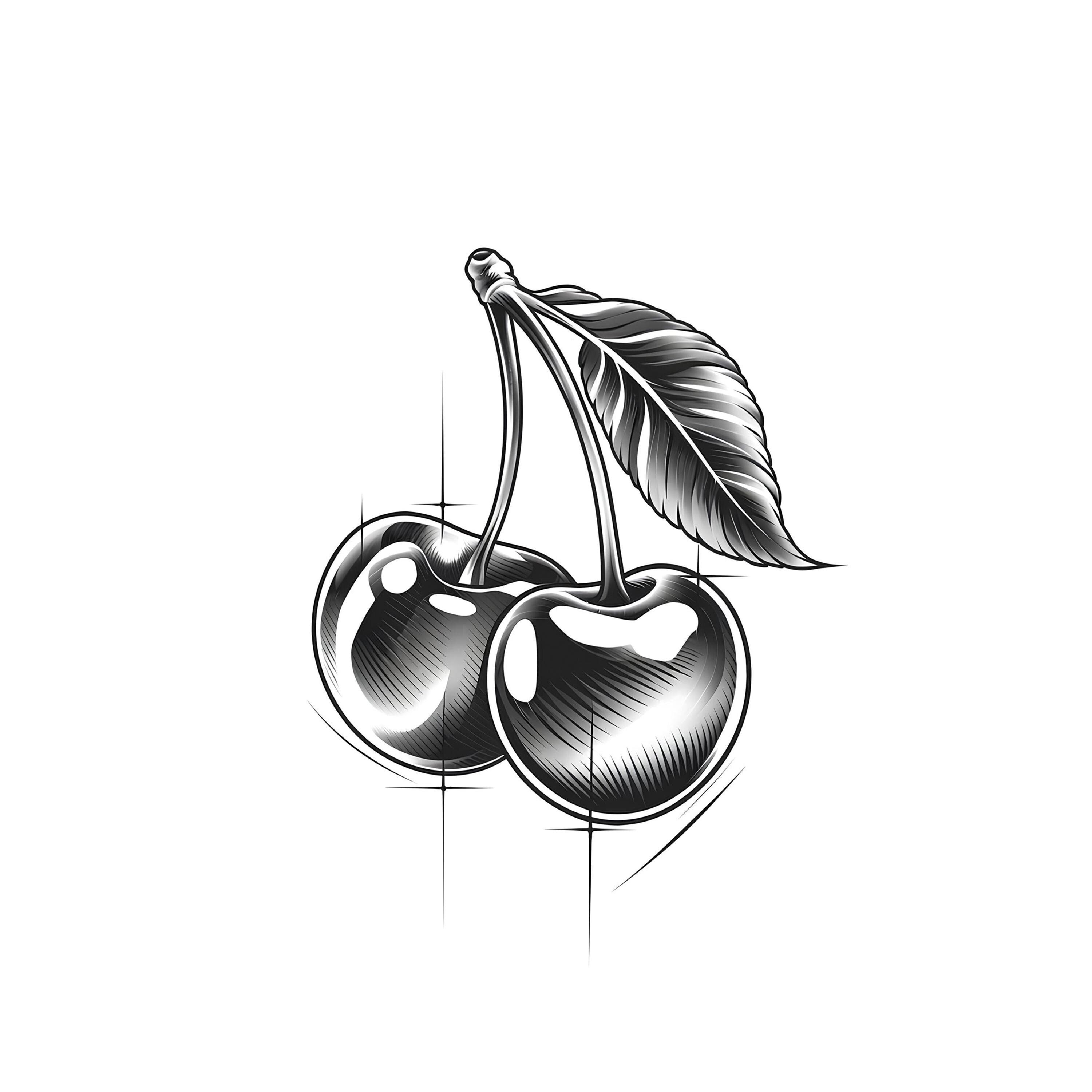 Cherry Tattoo Sketch – Cute and Stylish Custom Ink Design - Etsy