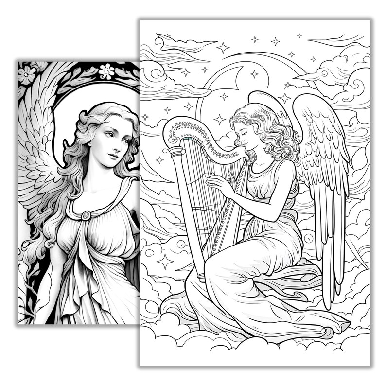 Angel Coloring Page – Printable Heavenly and Spiritual Art for Kids and ...