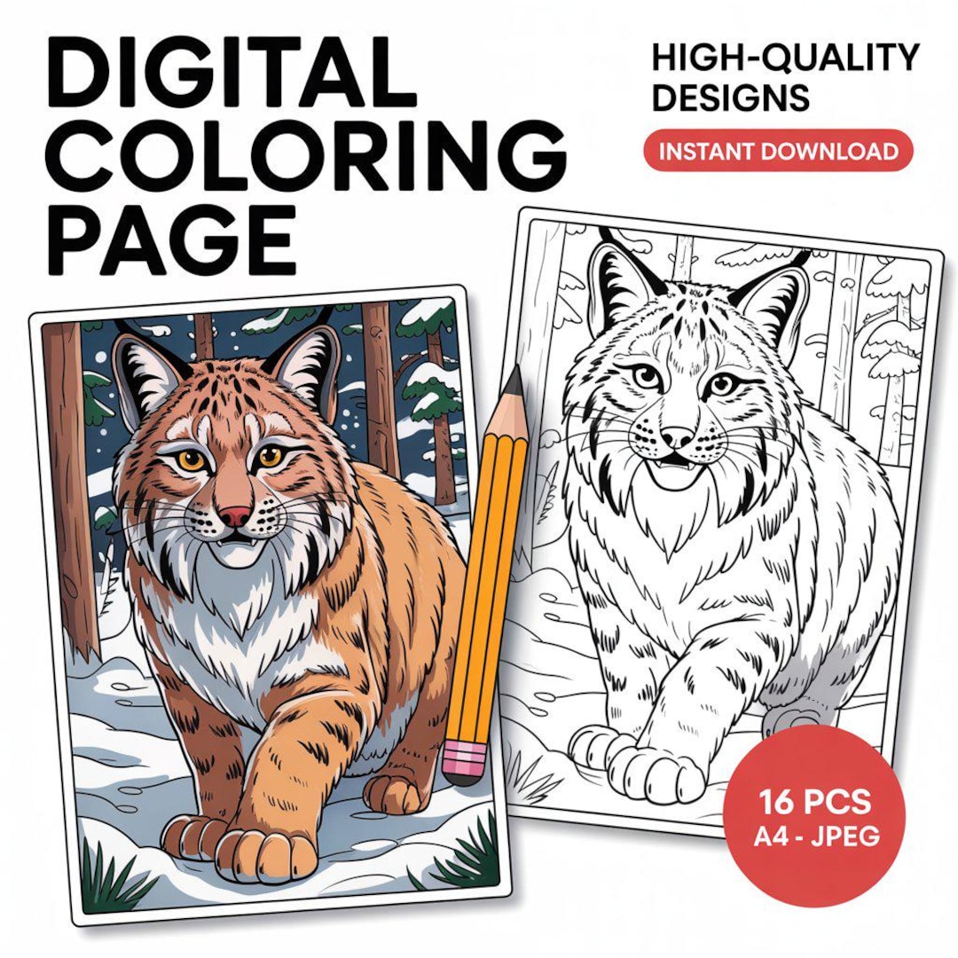 Lynx Coloring Pages – Wild Cat Printable for Kids & Adults, Forest ...