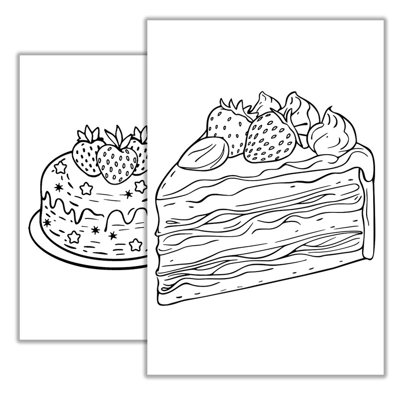 Cakes Coloring Page. Coloring Pages for Adults. Coloring Pages for ...